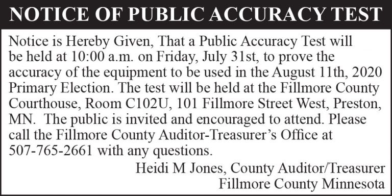 Fillmore County Public Accuracy Test