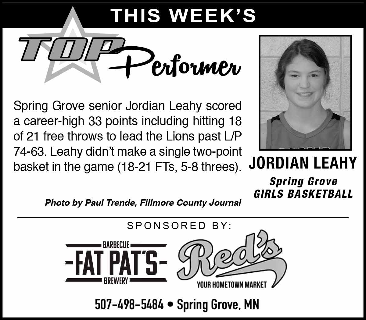 Top Performer Jordian Leahy Top Performer Jordian Leahy
