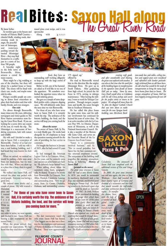 Real Bites: Saxon Hall along The Great River Road